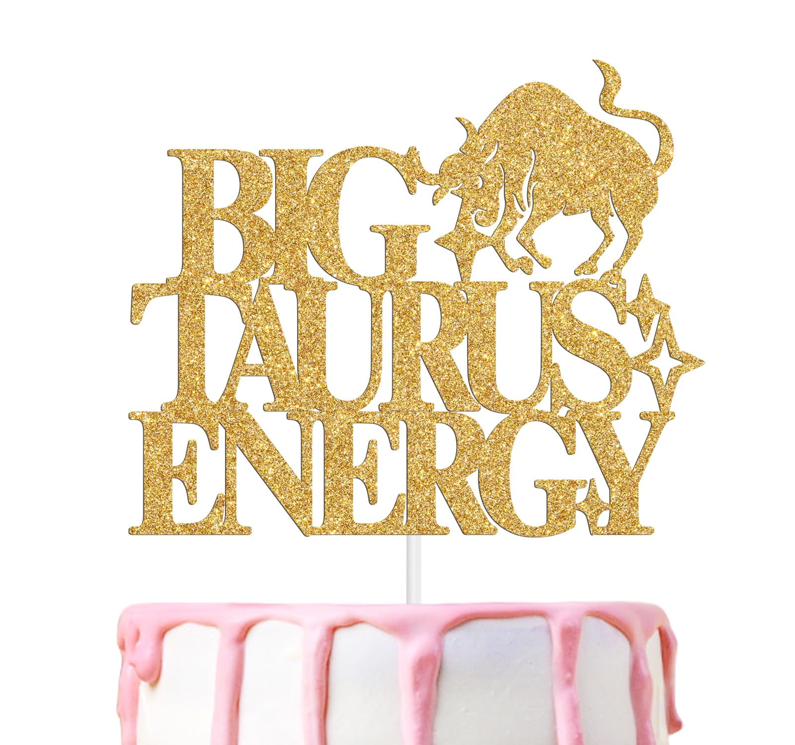 Gold Glitter BigTRDN Taurus Energy Cake Topper, Happy Birthday Taurus in April/May, Taurus ...