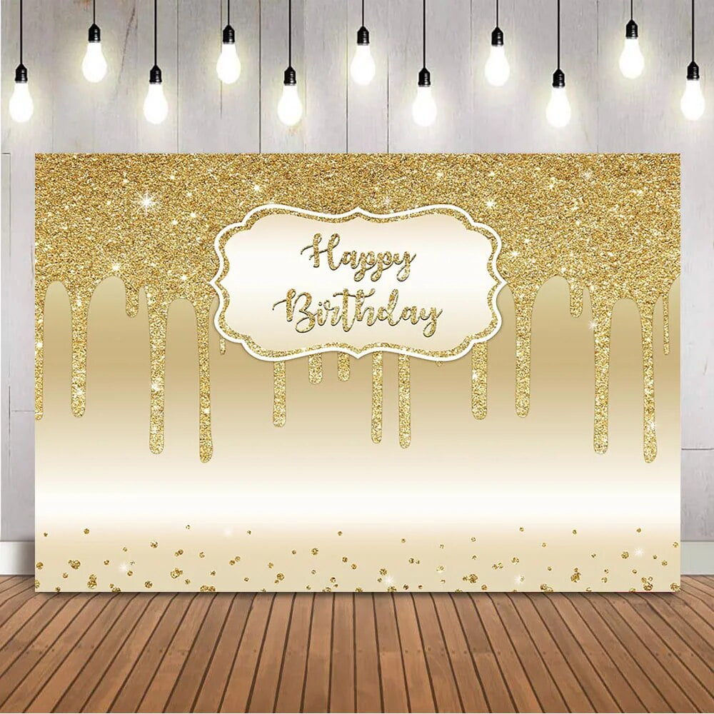 Gold Glitter Birthday Backdrop 30th 40th 50th 60th Theme Party Decoration Shining Dots Photo ...