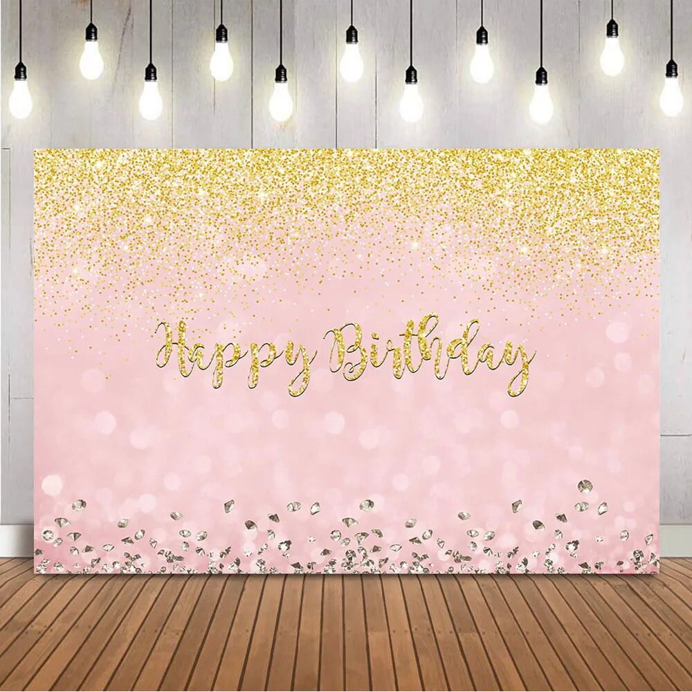 Gold Glitter Birthday Backdrop Adult Women Girls Birthday Background for Photo Studio Sliver ...