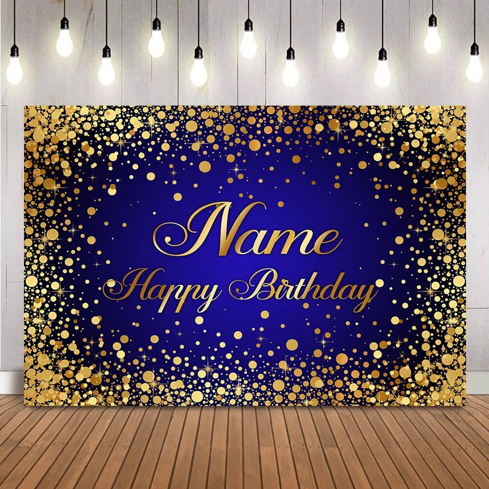 Gold Glitter Birthday Backdrop Blue Theme Party Decoration Background Adult Birthday Photo Booth ...