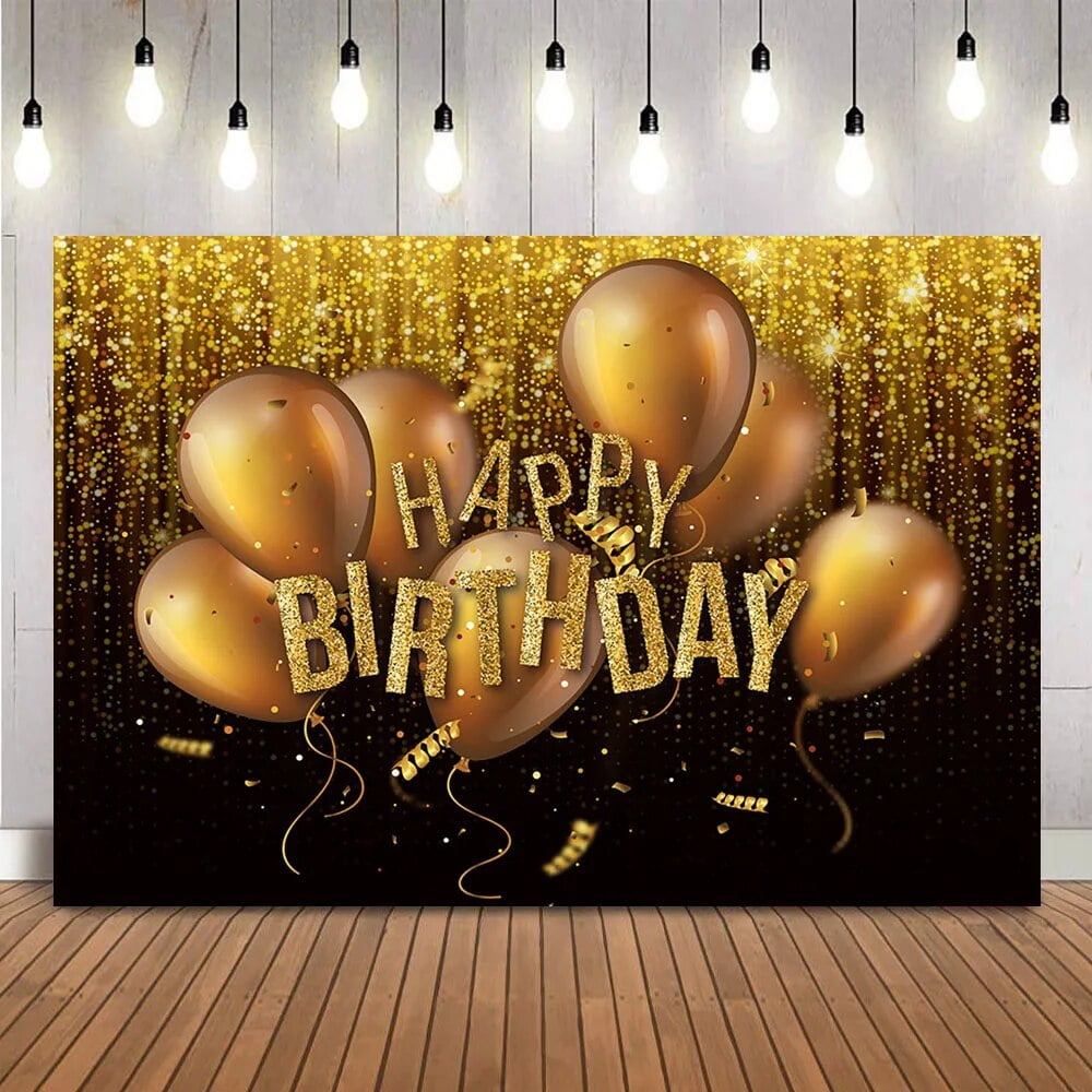 Gold Glitter Birthday Backdrop Happy Birthday Adult Theme Party Decoration Banner Background ...