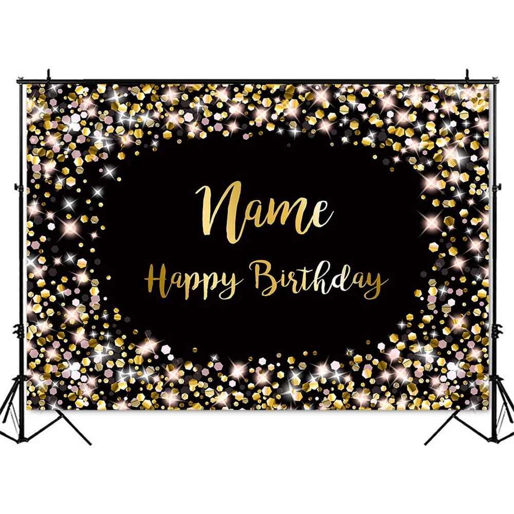 Gold Glitter Birthday Backdrop Happy Birthday Shining Dots Party Decoration Banner Customize DIY ...