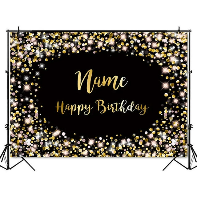 Gold Glitter Birthday Backdrop Happy Birthday Shining Dots Party Decoration Banner Customize DIY ...