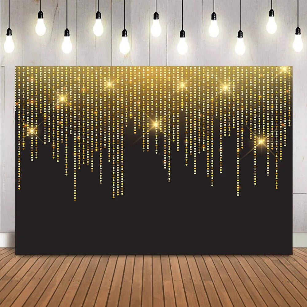 Gold Glitter Birthday Background Black Shining Dot Photo Backdrop Adult Women Theme Party ...