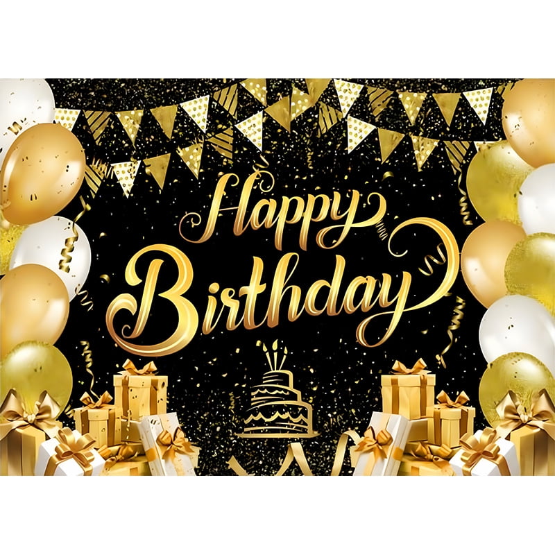 Gold Glitter Birthday Decorations Backdrop for Photography Party Decor ...
