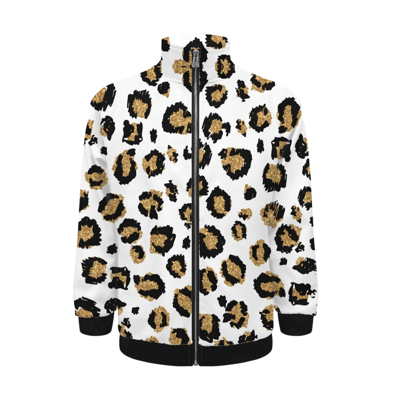 Gold Glitter Black Leopard Animal Print Jacket Men's Street Cool Long ...