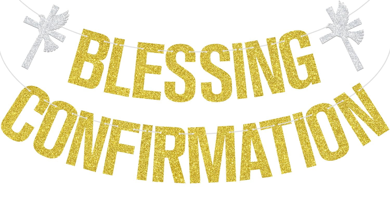 Gold Glitter Blessing Confirmation Banner, First Holy Communion/On Your ...