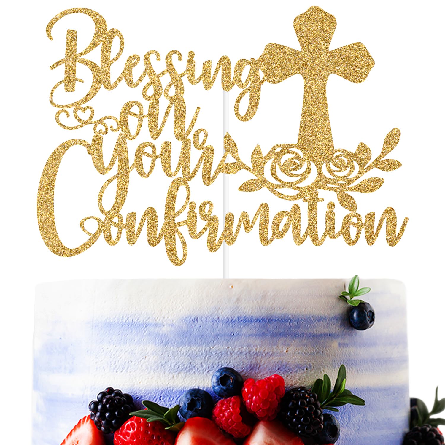 Gold Glitter Blessing FEV6 On Your Confirmation Cake Topper, My Baptism ...