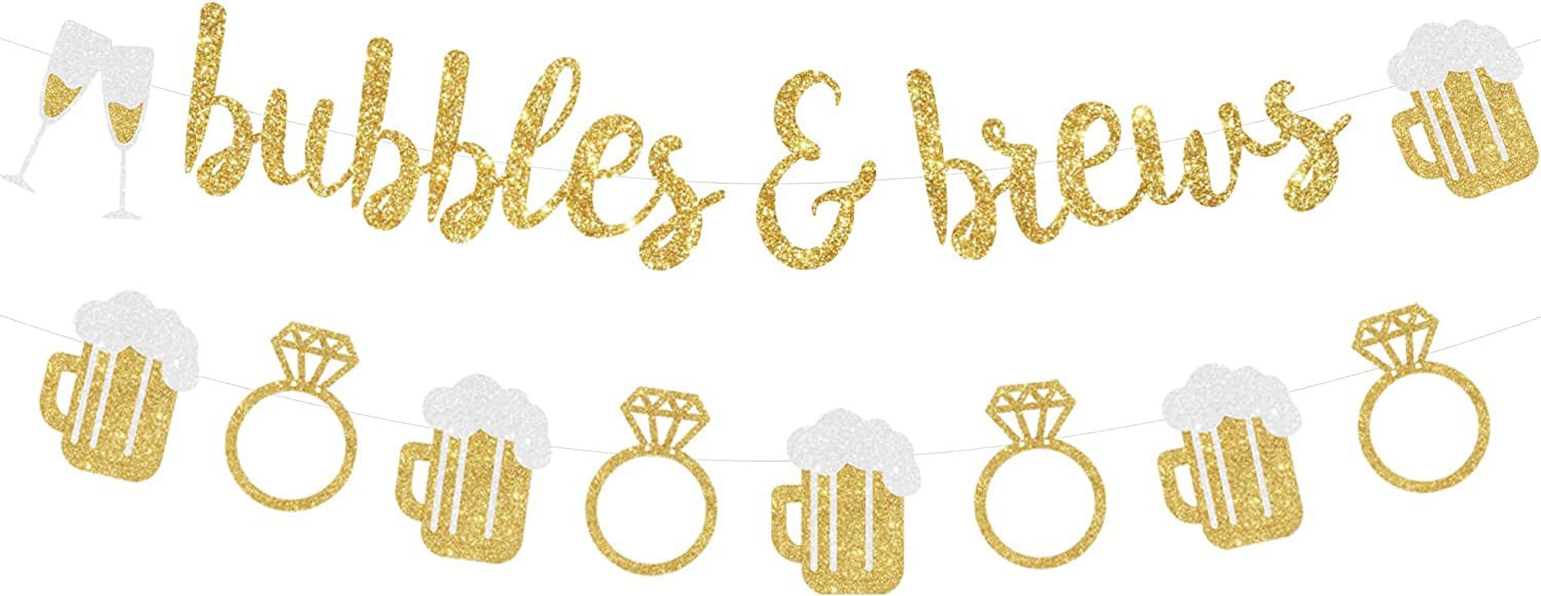 Gold Glitter Bubbles & Brews Banner Bachelorette Party Decorations ...