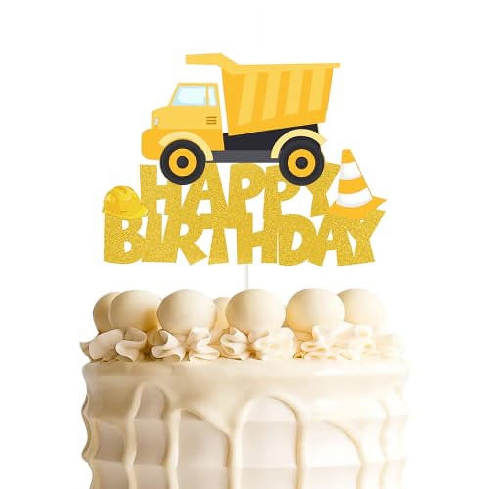 Gold Glitter Building Truck Cake Topper - Construction Vehicle Theme ...