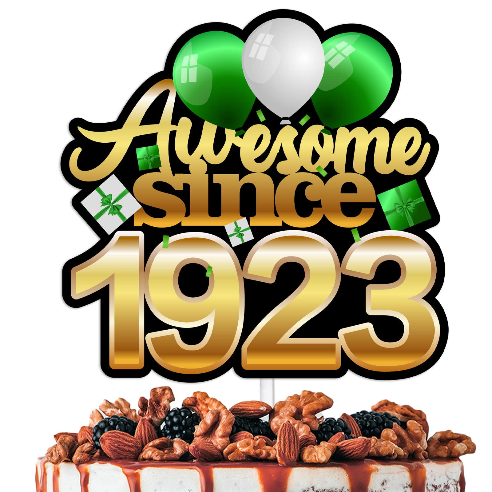 Gold Glitter Cake Topper Awesome Since 1923 H2FSDTheme Decor Supplies ...