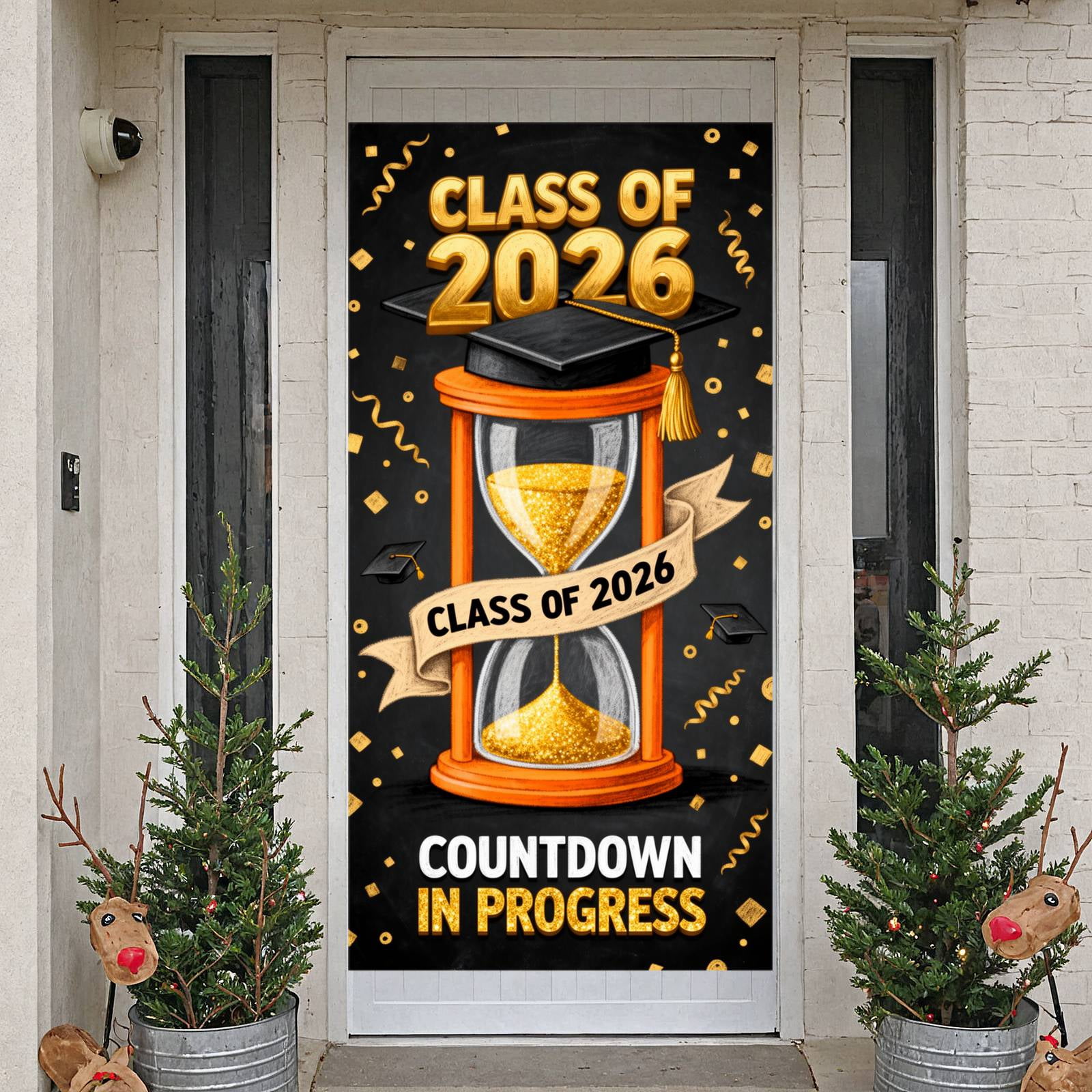 Gold Glitter Class of 2026 Banner Chalkboard Background Graduation ...