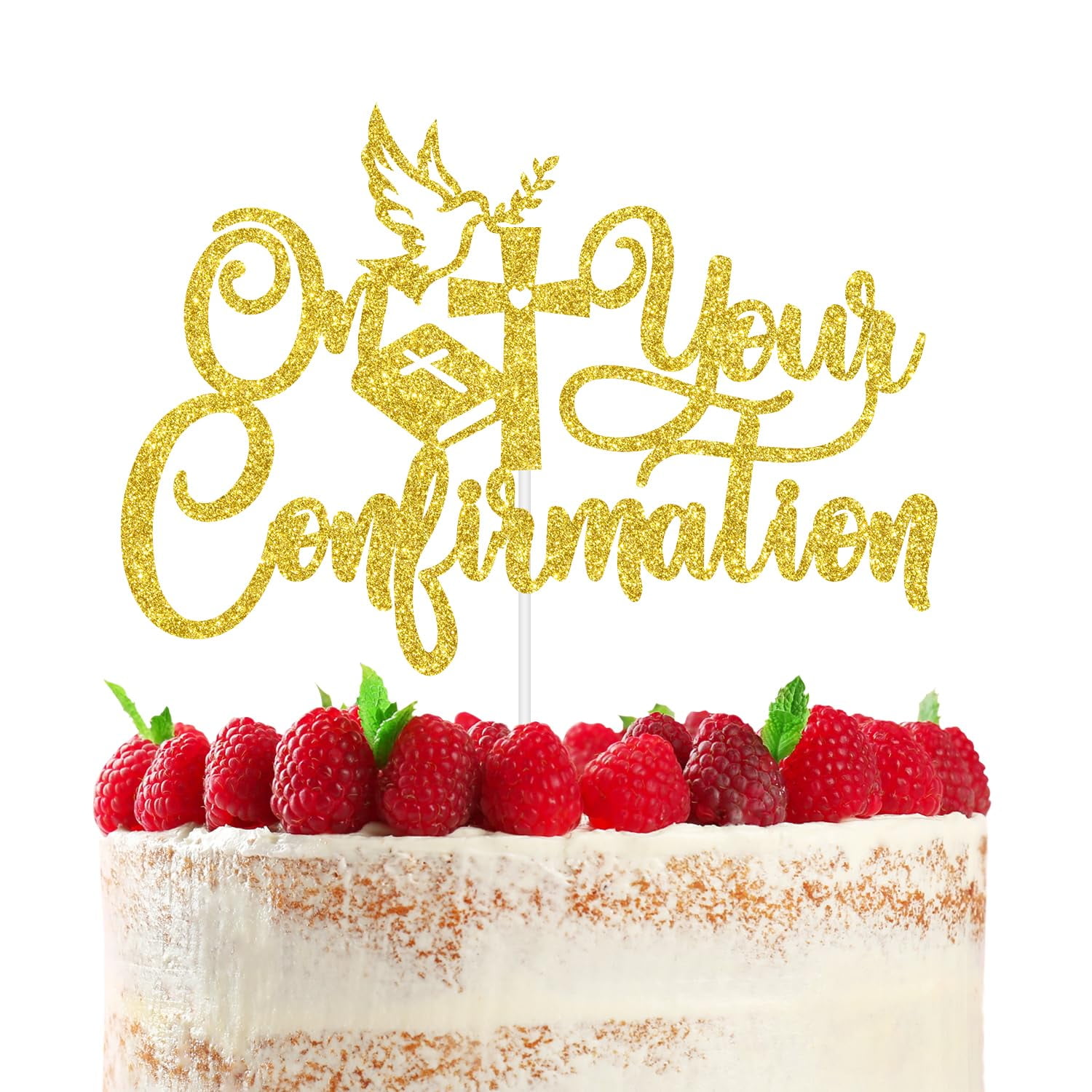 Gold Glitter On Your Confirmation Cake Topper, H2FSDCross Cake Decor ...