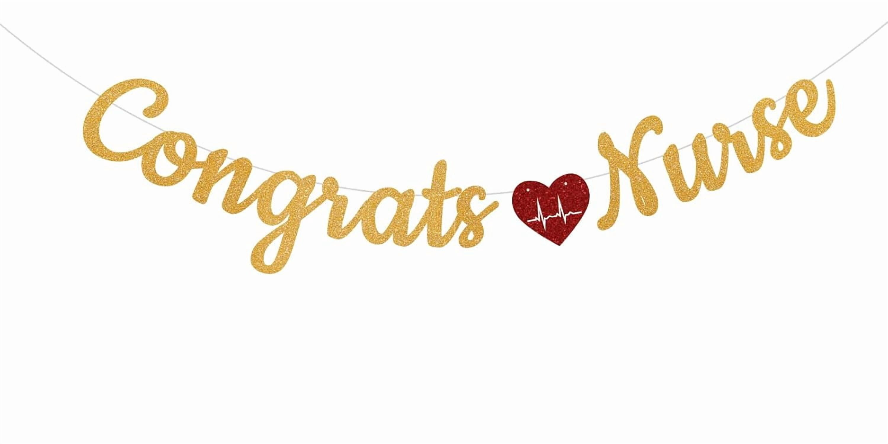 Gold Glitter Congrats Nurse Banner, 2023 Nurse Graduation Banner ...