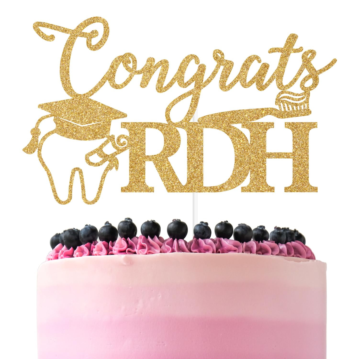 Gold Glitter Congrats RDH Cake Topper, AIS1 Congrats Dentist/Dental ...