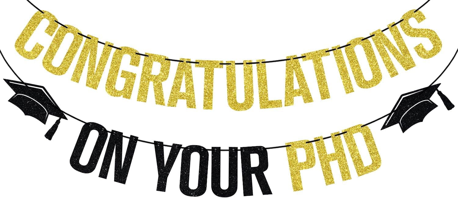Gold Glitter Congratulations on Your PHD Banner, PHD Class of 2025 ...