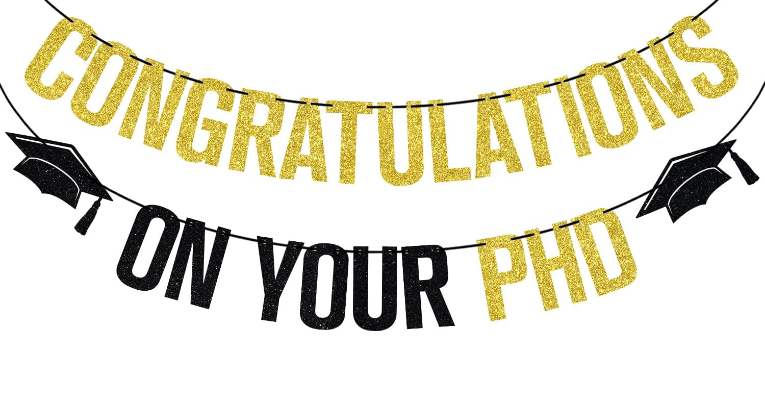 Gold Glitter Congratulations on Your PHD Banner, PHD Class of 2025 ...
