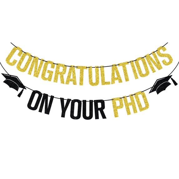 Gold Glitter Congratulations on Your PHD Banner, PHD Class of 2025 ...