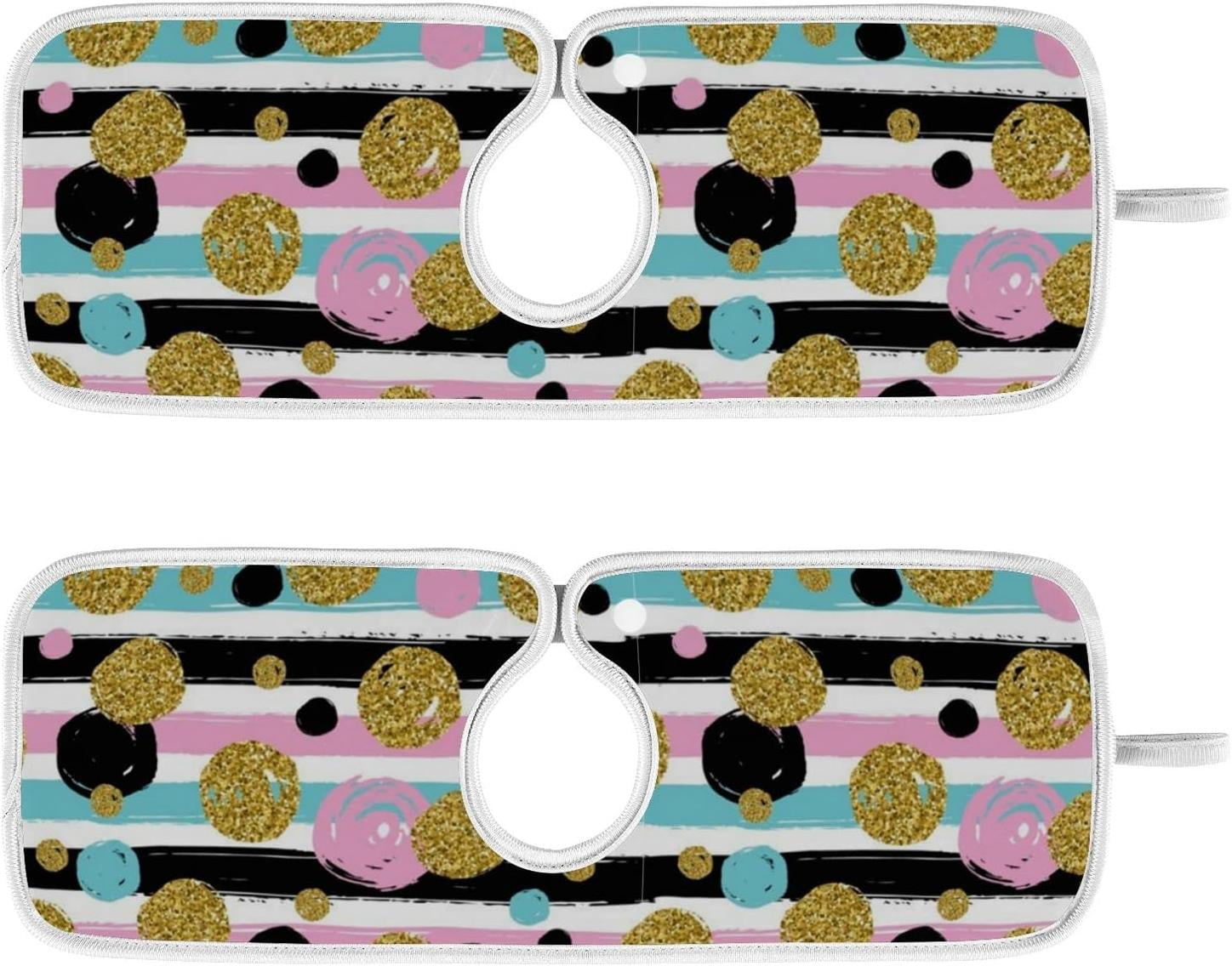 Gold Glitter Dots Rainbow Striped 2PCS Faucet Absorbent Mat Kitchen ...