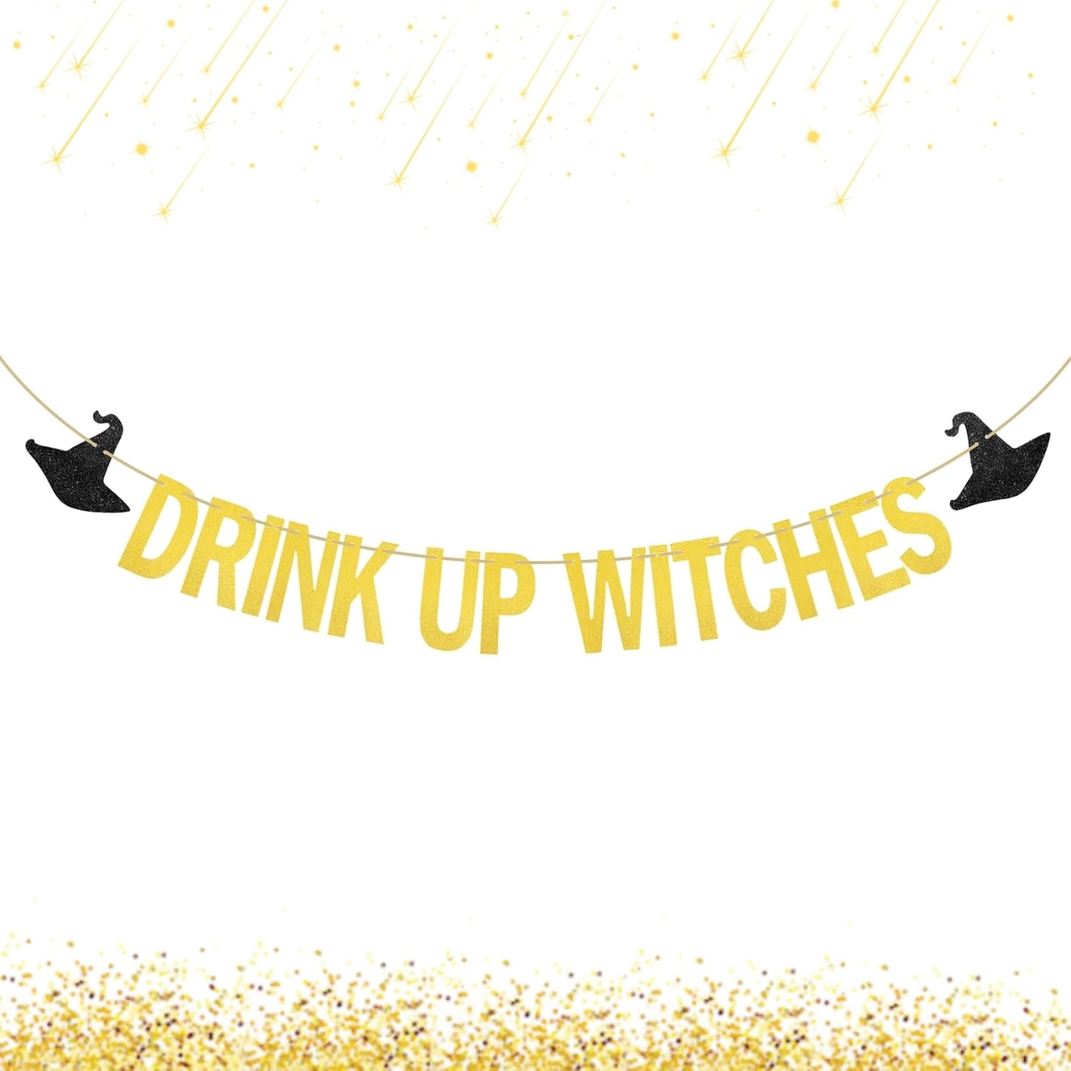 Gold Glitter Drink Up Witches Banner, Halloween Banner, Halloween Witch ...