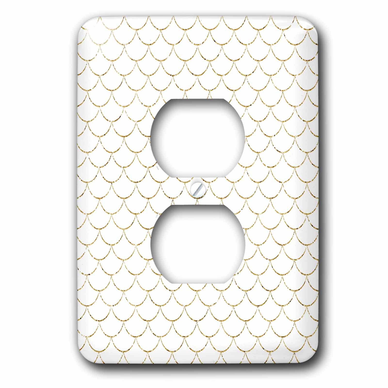 3dRose, Gold Glitter Effect Scallop Pattern, 2 plug outlet cover ...