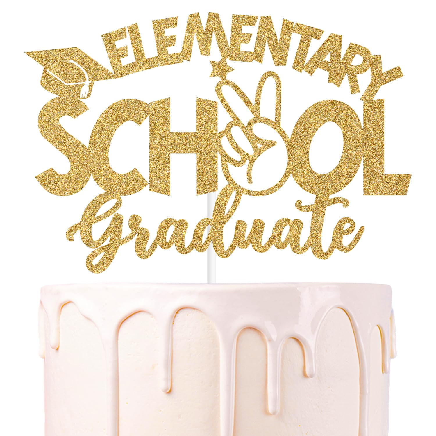 Gold Glitter ElementaryTRDN School Graduate Cake Topper, Straight Outta ...