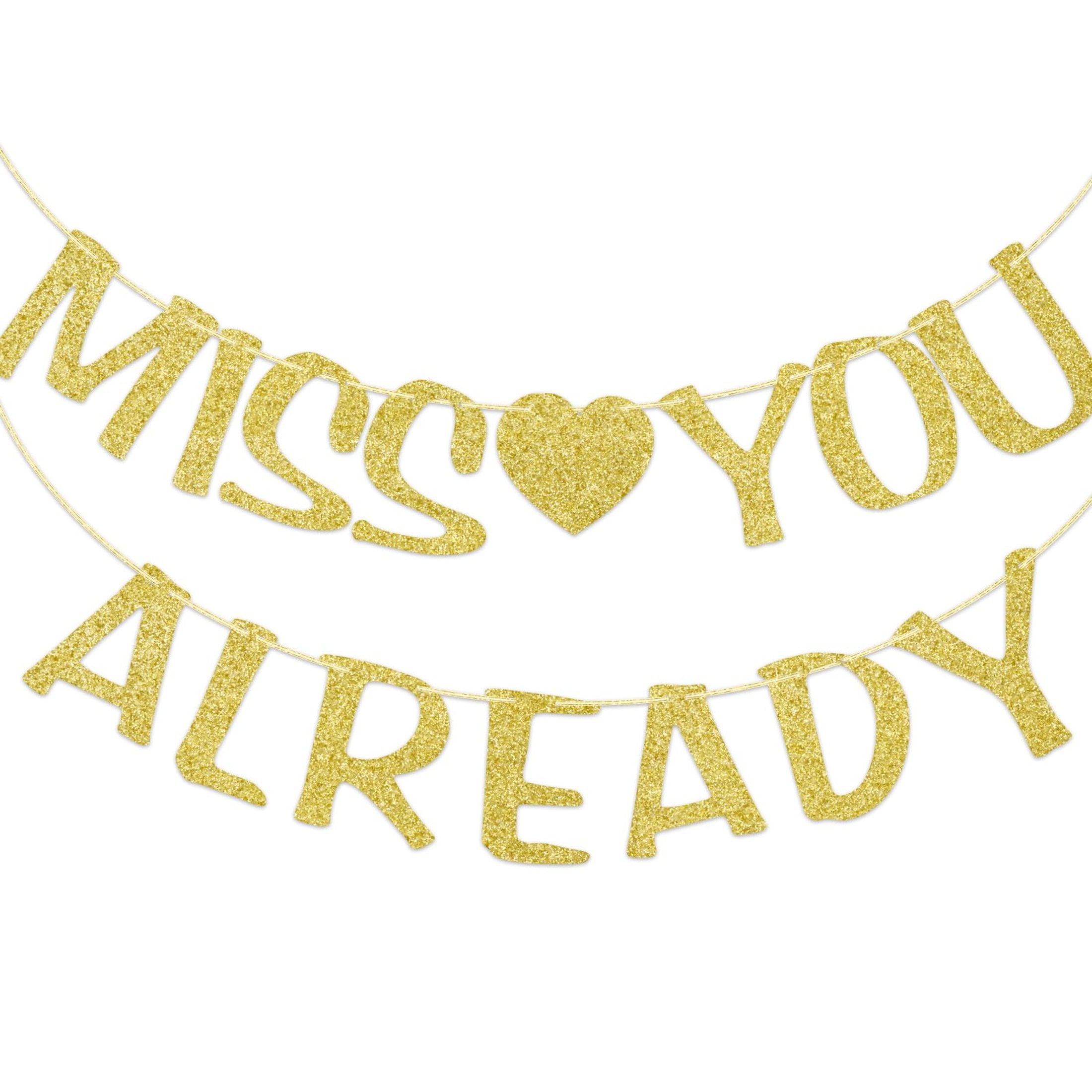 Gold Glitter Farewell Banner - Pre-strung Party Decorations for Going ...