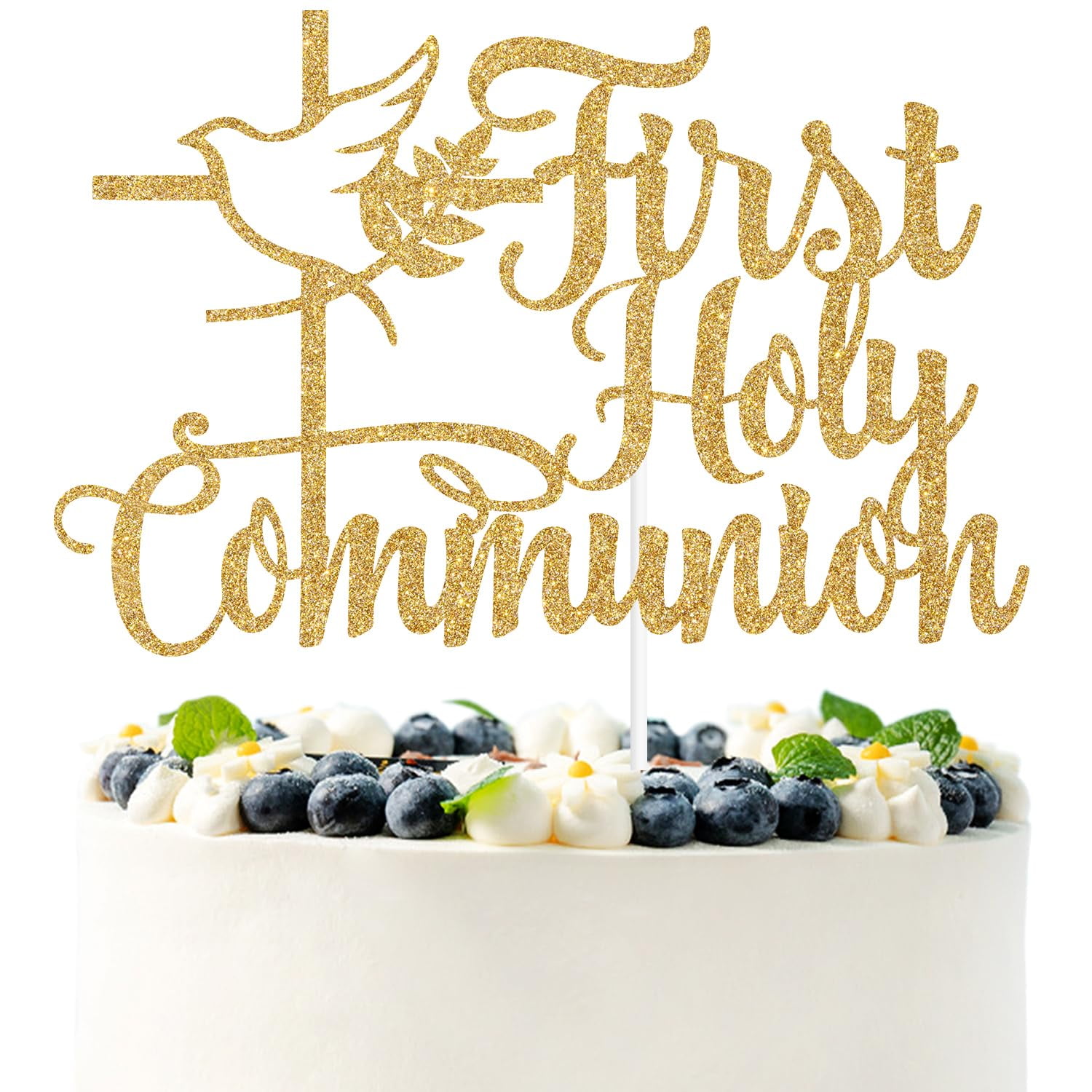 Gold Glitter First AJH3 Holy Communion Cake Topper, Spanish Mi Primera ...