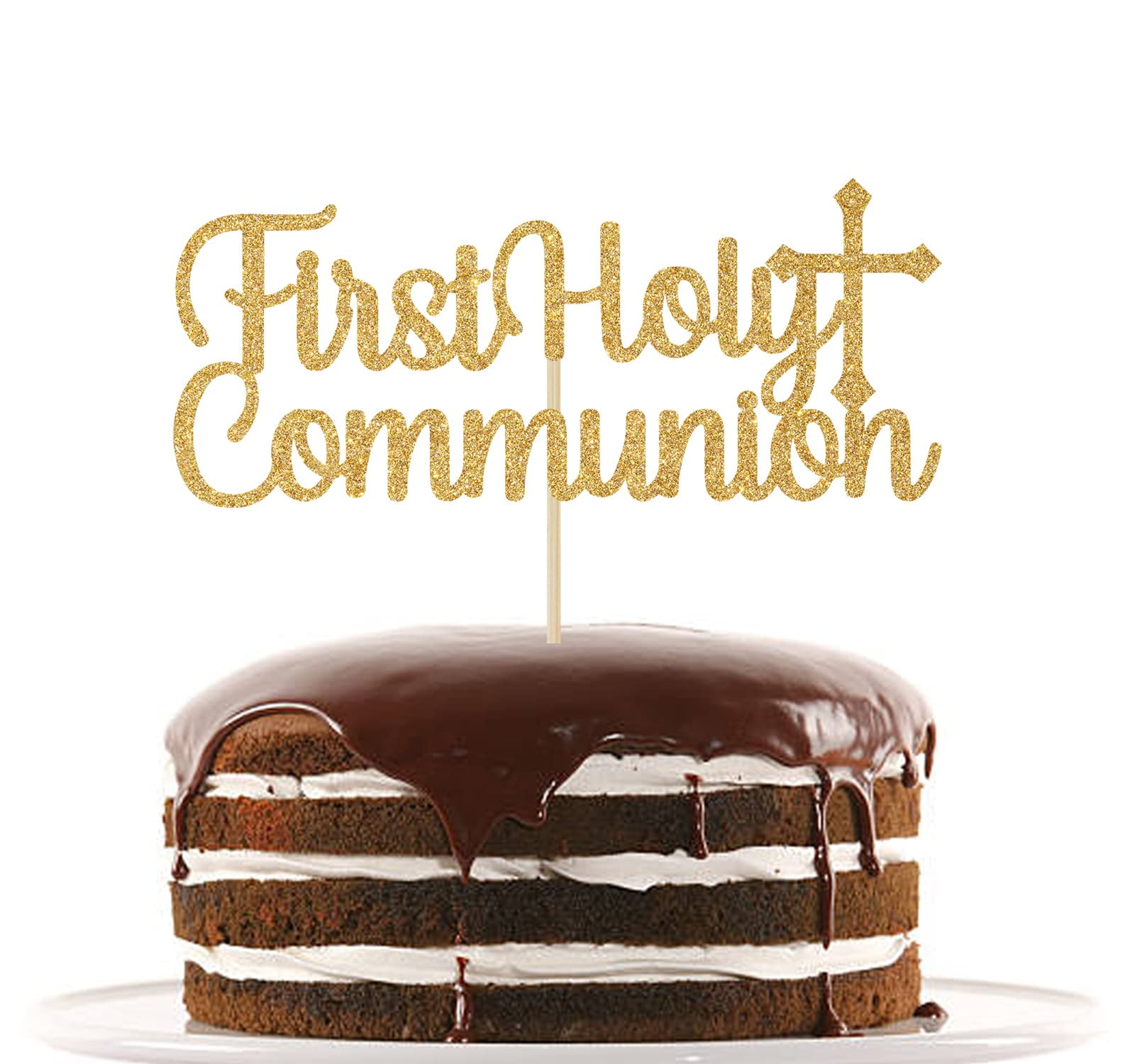 Gold Glitter First Holy Communion Cake BSL1 Topper, God Bless This ...