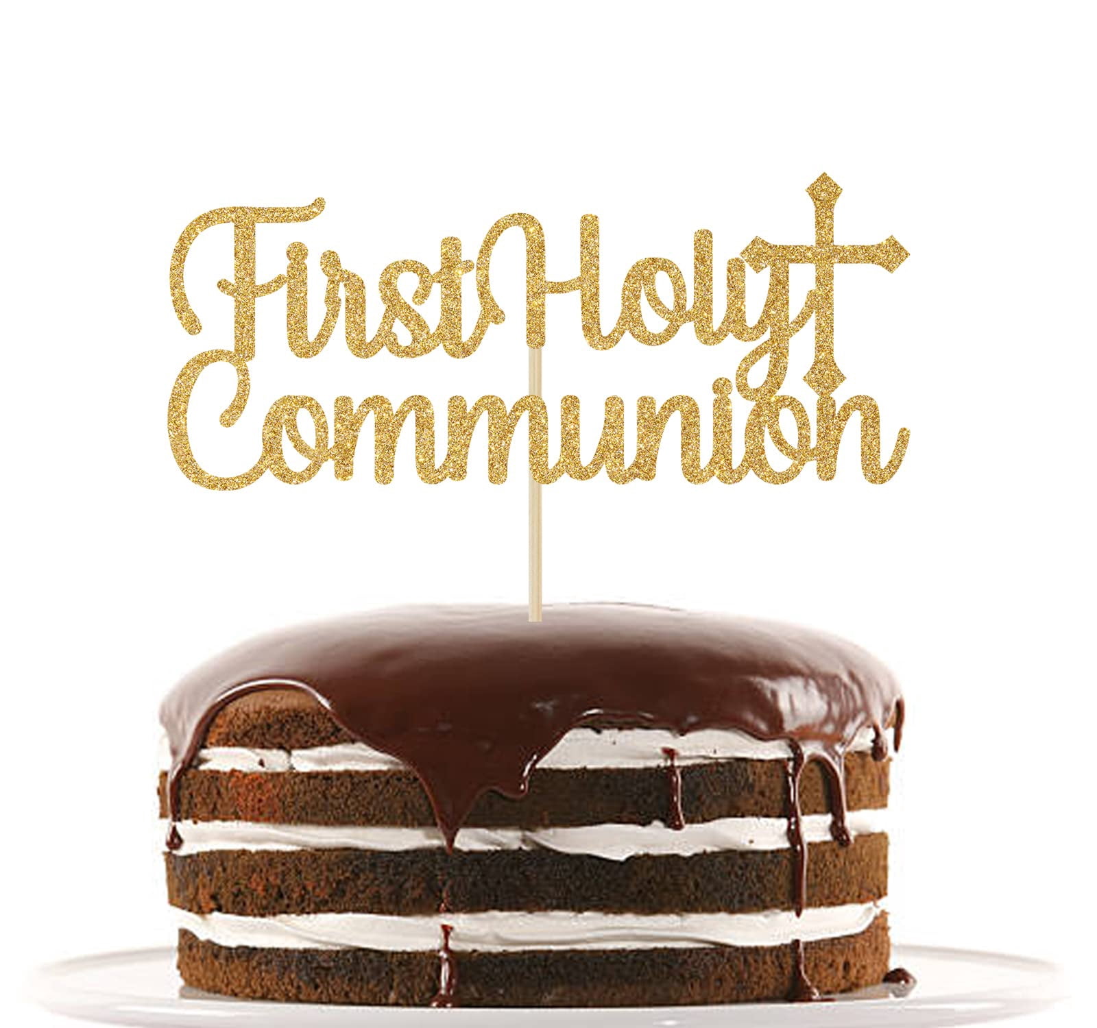 Gold Glitter First Holy Communion Cake RST1 Topper, God Bless This ...