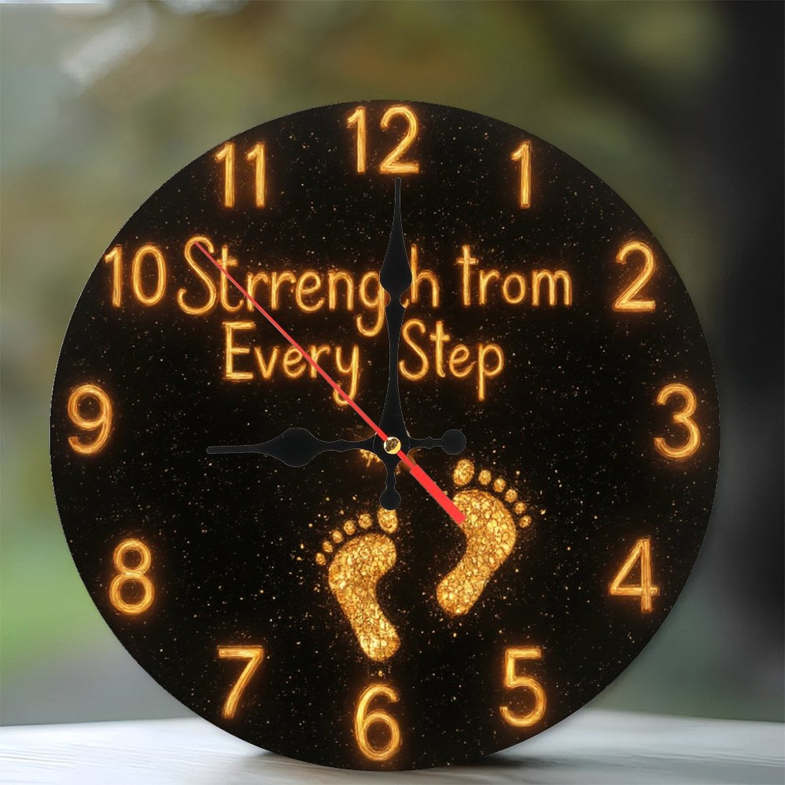 Gold Glitter Footprints Wall Clock Motivational Decor 10-Inch Silent ...