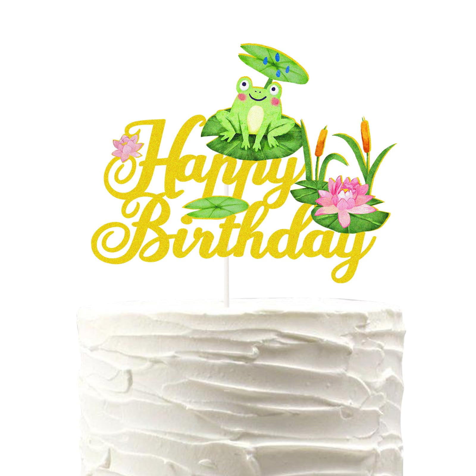 Gold Glitter Frog Happy Birthday Cake Topper,Frog MDH1Baby Shower Boy ...