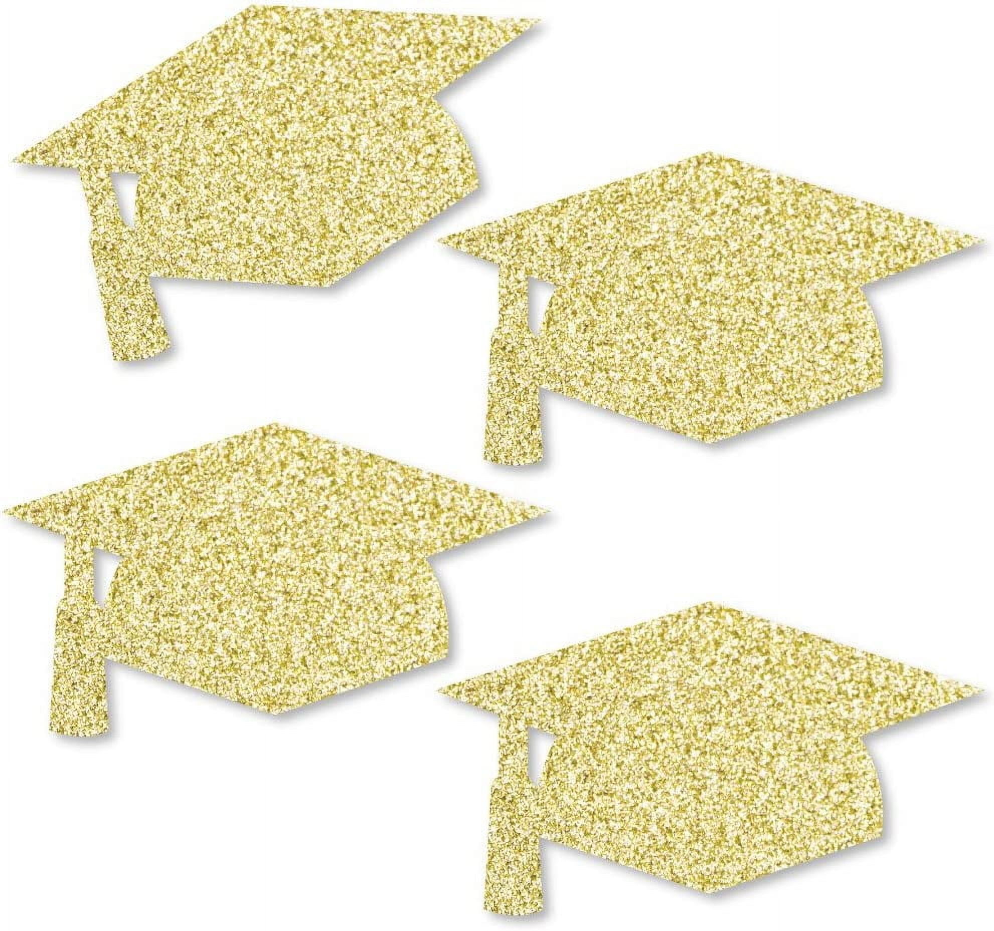 Gold Glitter Grad Cap - No-Mess Real Gold Glitter Cut-Outs - Graduation ...