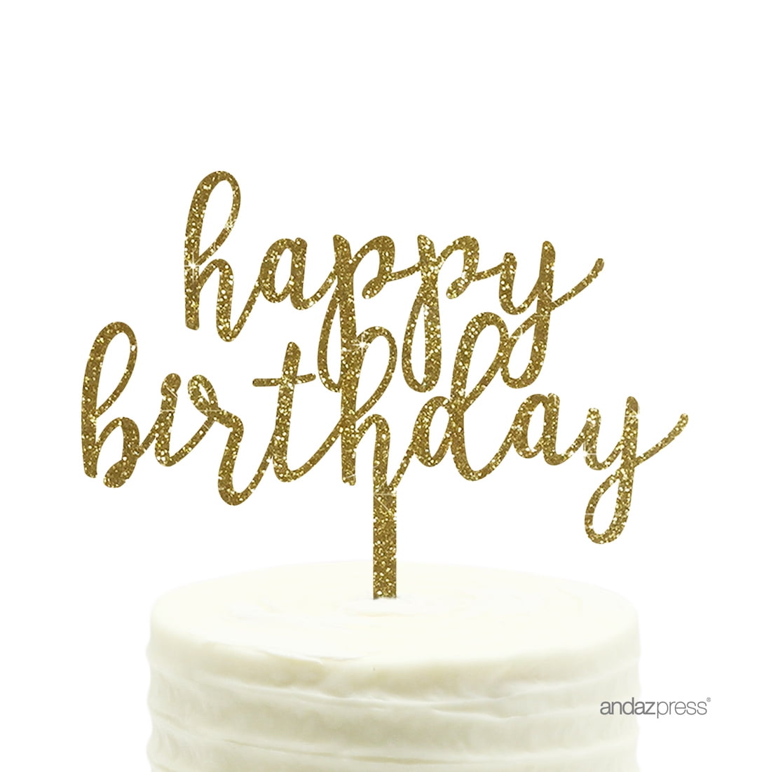 Gold Glitter Happy Birthday Acrylic Cake Topper - Walmart.com