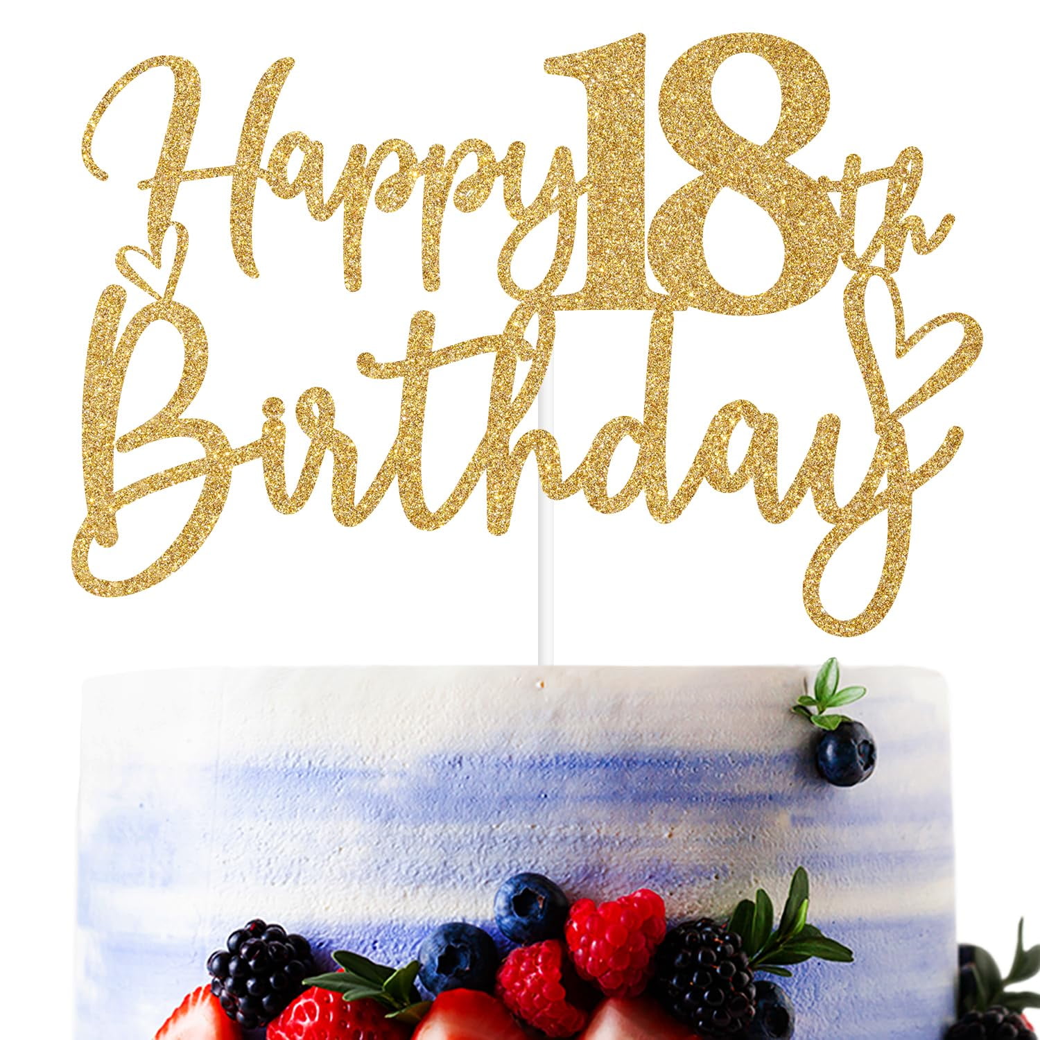 Gold Glitter Happy FEV6 18th Birthday Cake Topper, 18 & Adultish/Cheers ...