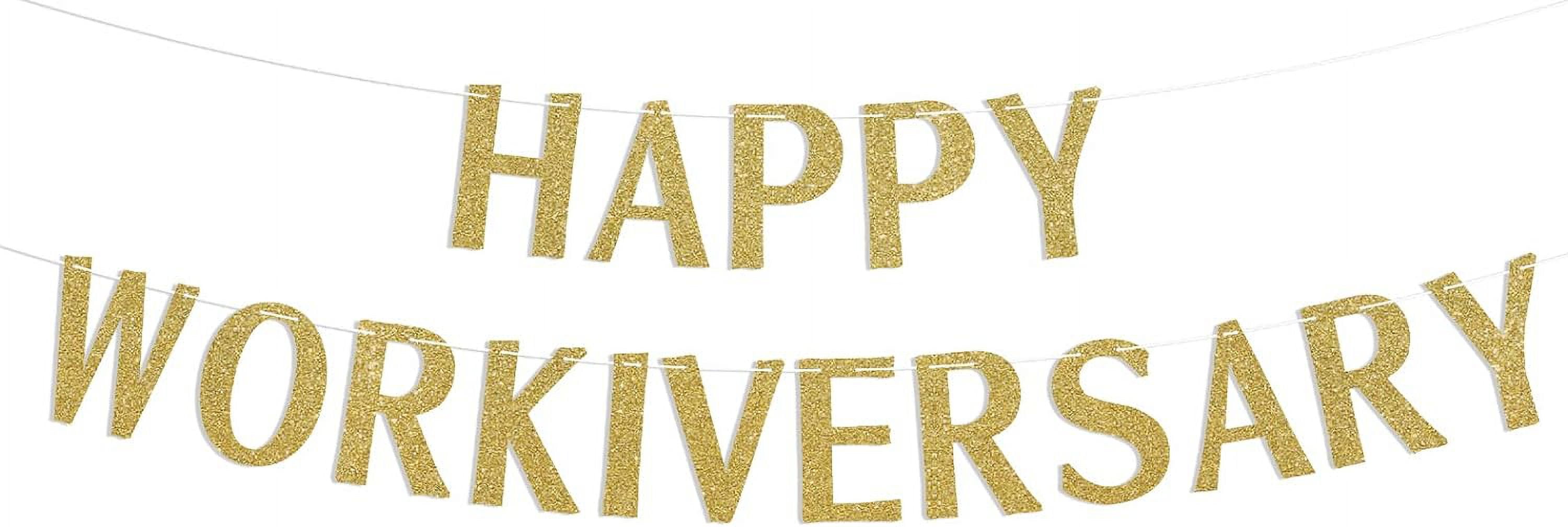 Gold Glitter Happy Workiversary Banner – Celebrate Work Milestones with ...
