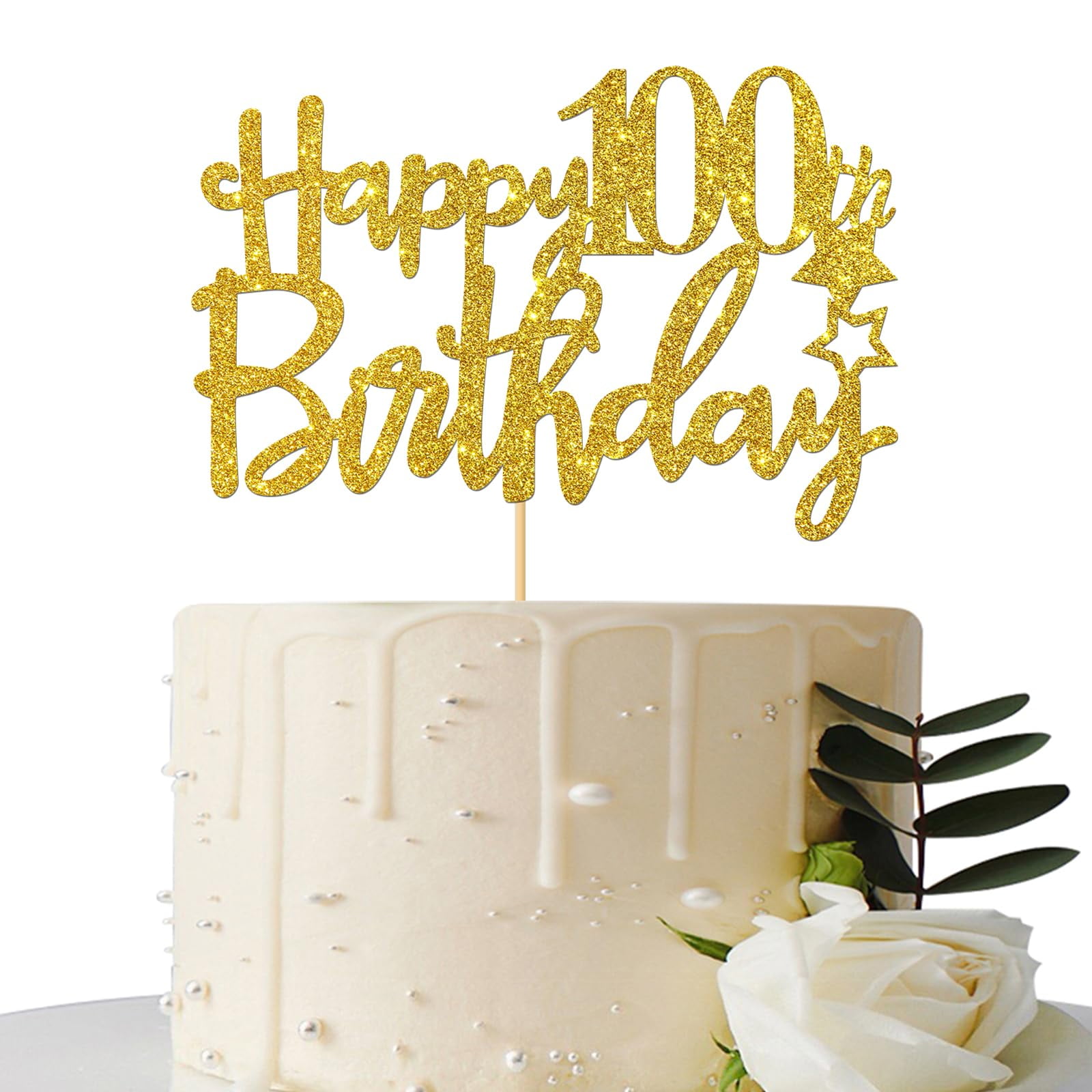 Gold Glitter HappyTRDN 100th Birthday Cake Topper - 100 Sign Cake ...