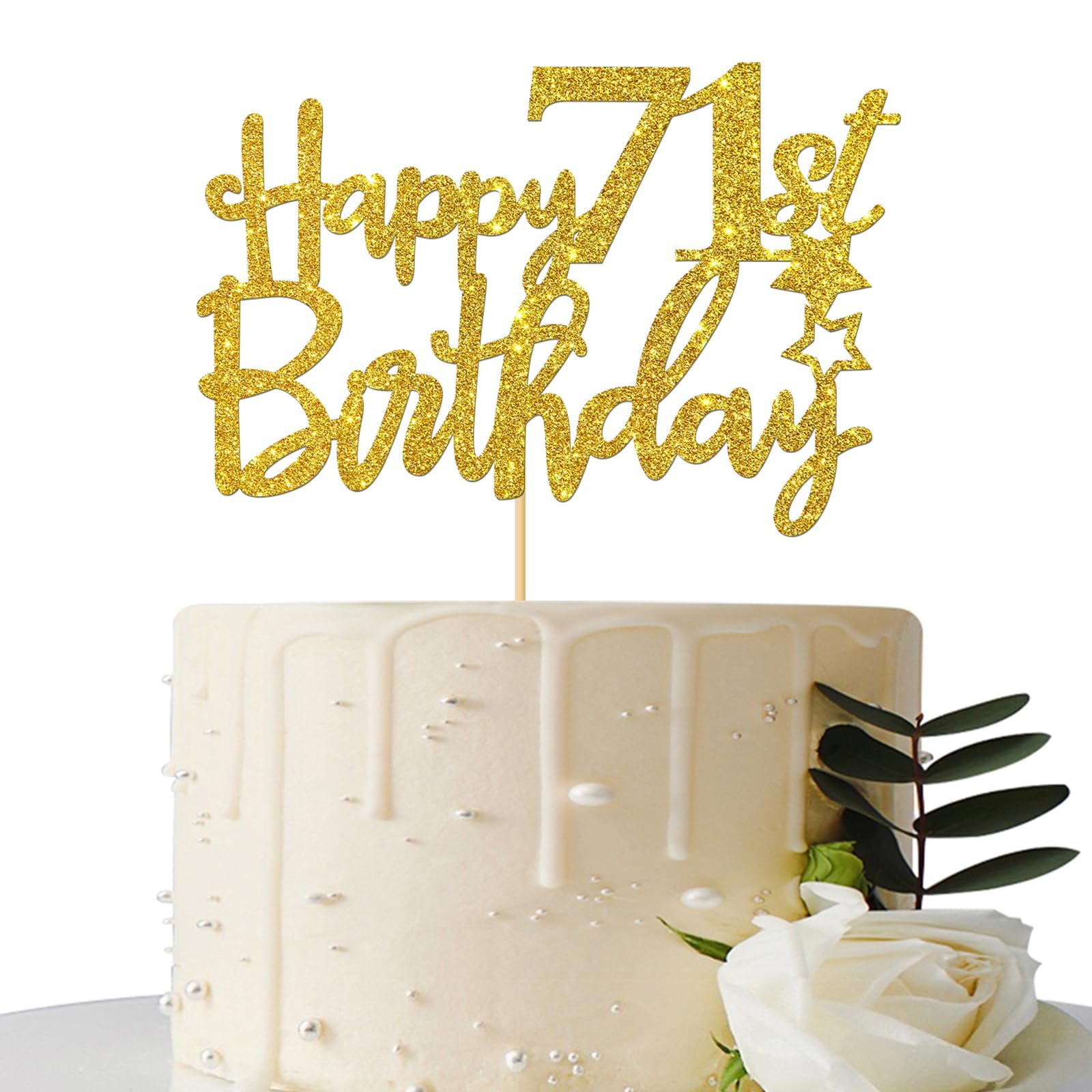 Gold Glitter HappyTRDN 71st Birthday Cake Topper - 71 Sign Cake Topper ...