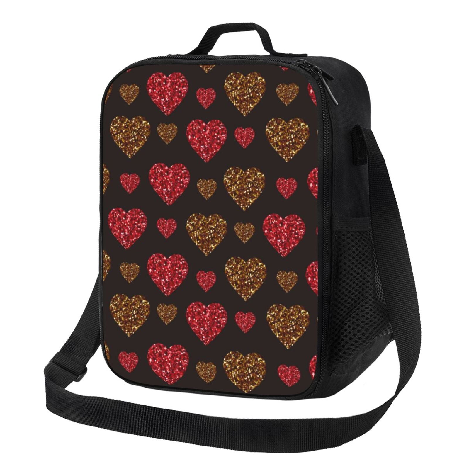 Gold Glitter Heart Lunch Box for Women Men, Insulated Lunch with ...