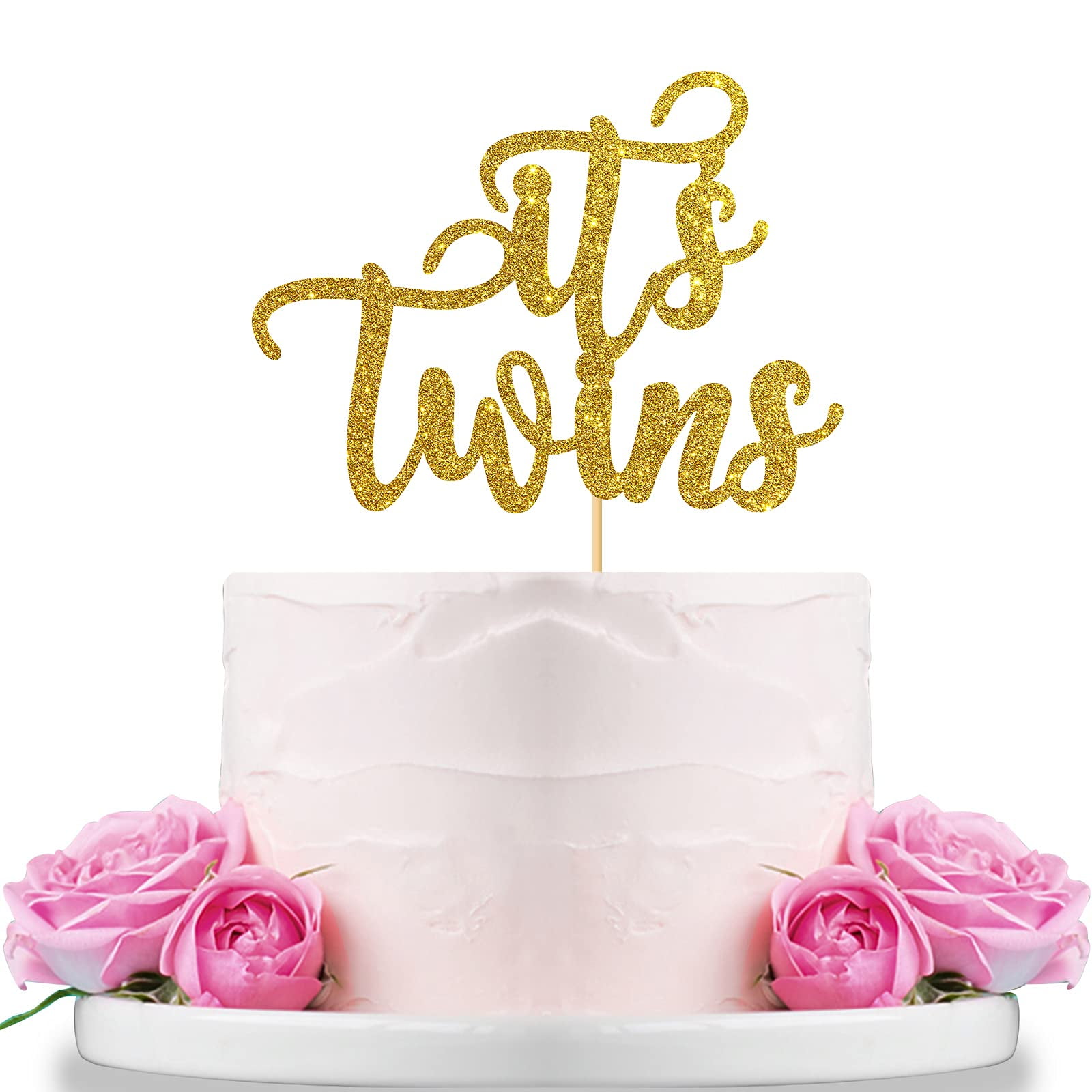 Gold Glitter It'sTRDN Twins Cake Topper for Baby Shower,Gender Reveal ...