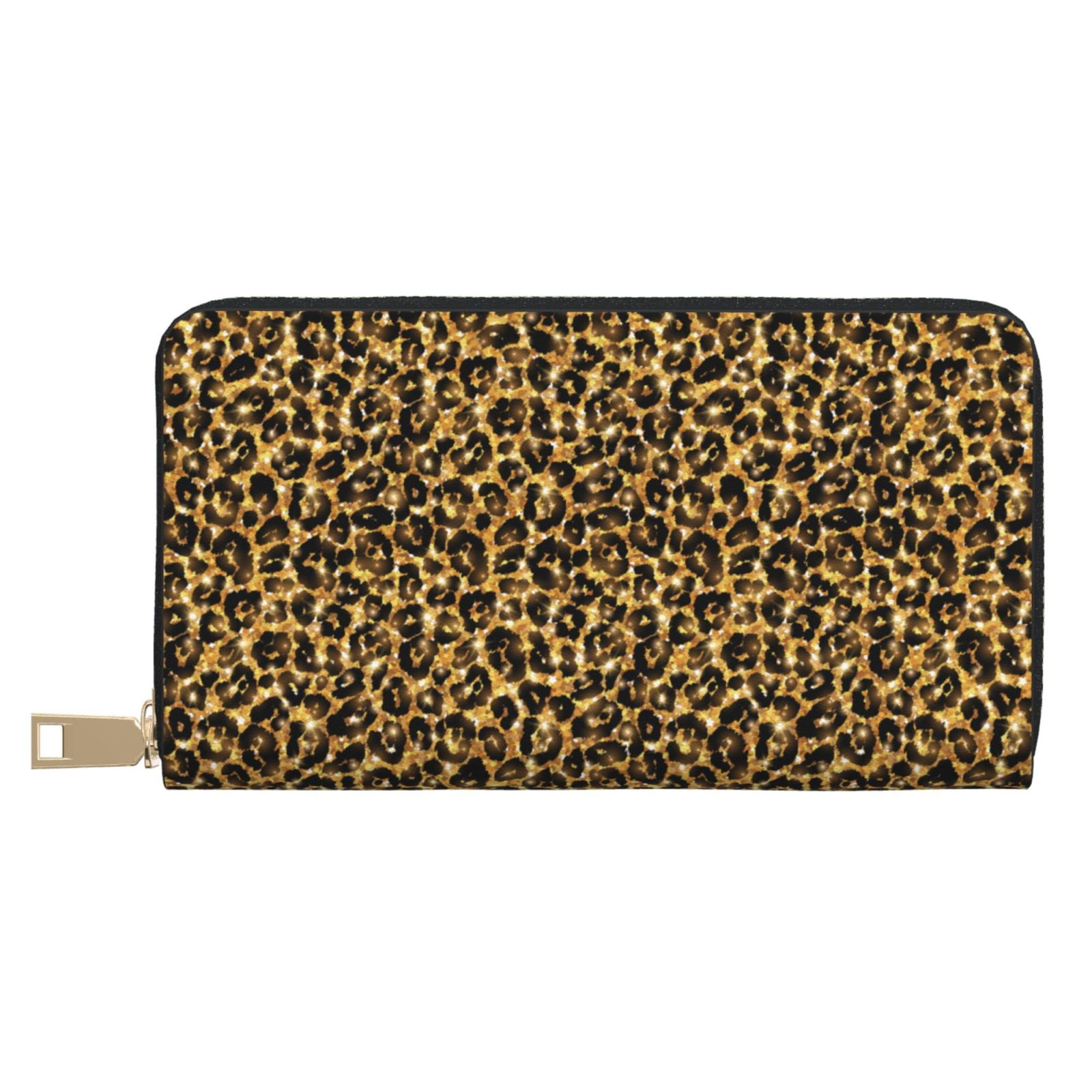 Gold Glitter Leopard Wallet Women, Leather Bifold Multi Card Wallet ...