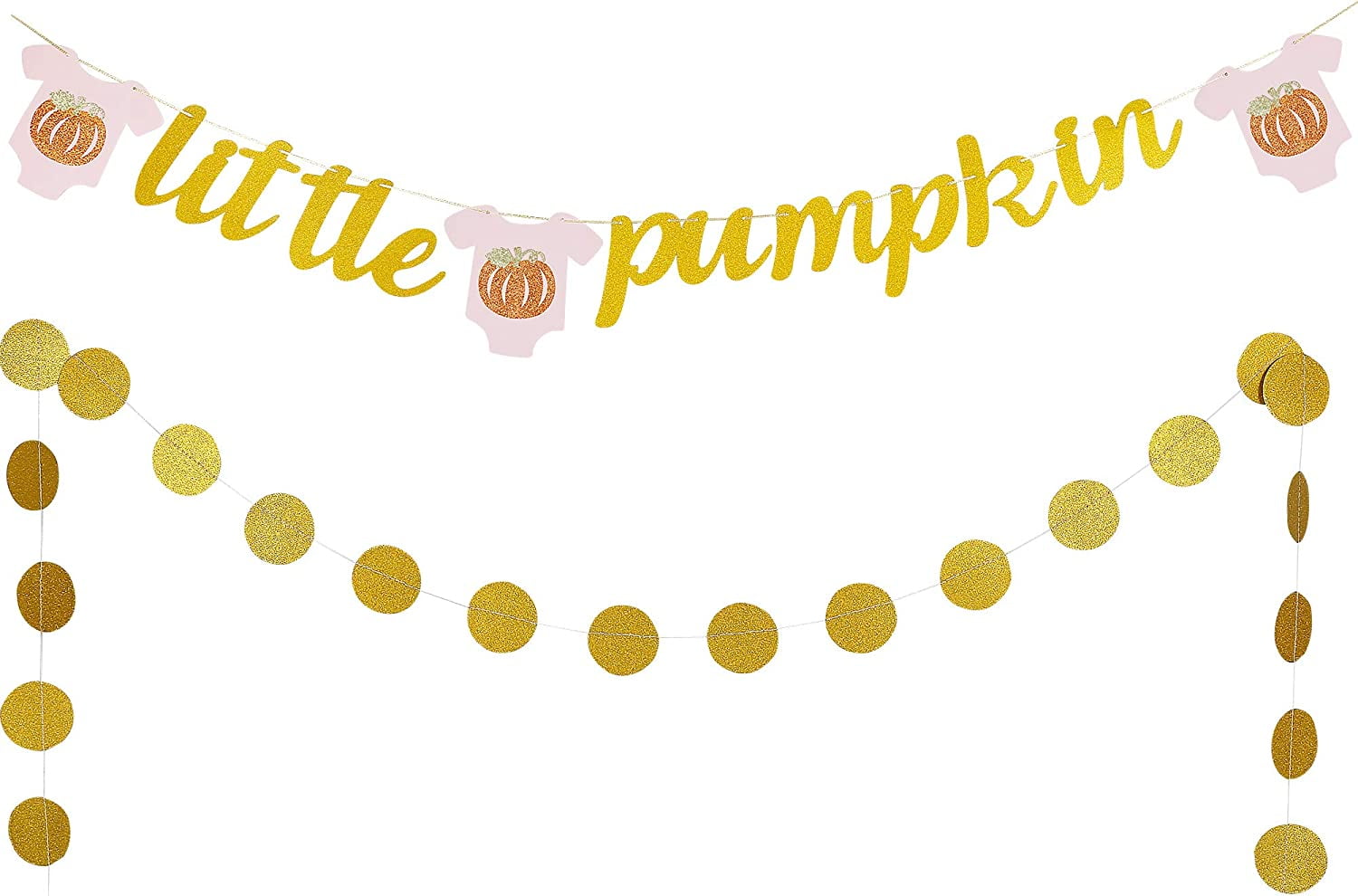 Gold Glitter Little Pumpkin Banner Little Pumpkin Baby Shower Banner ...