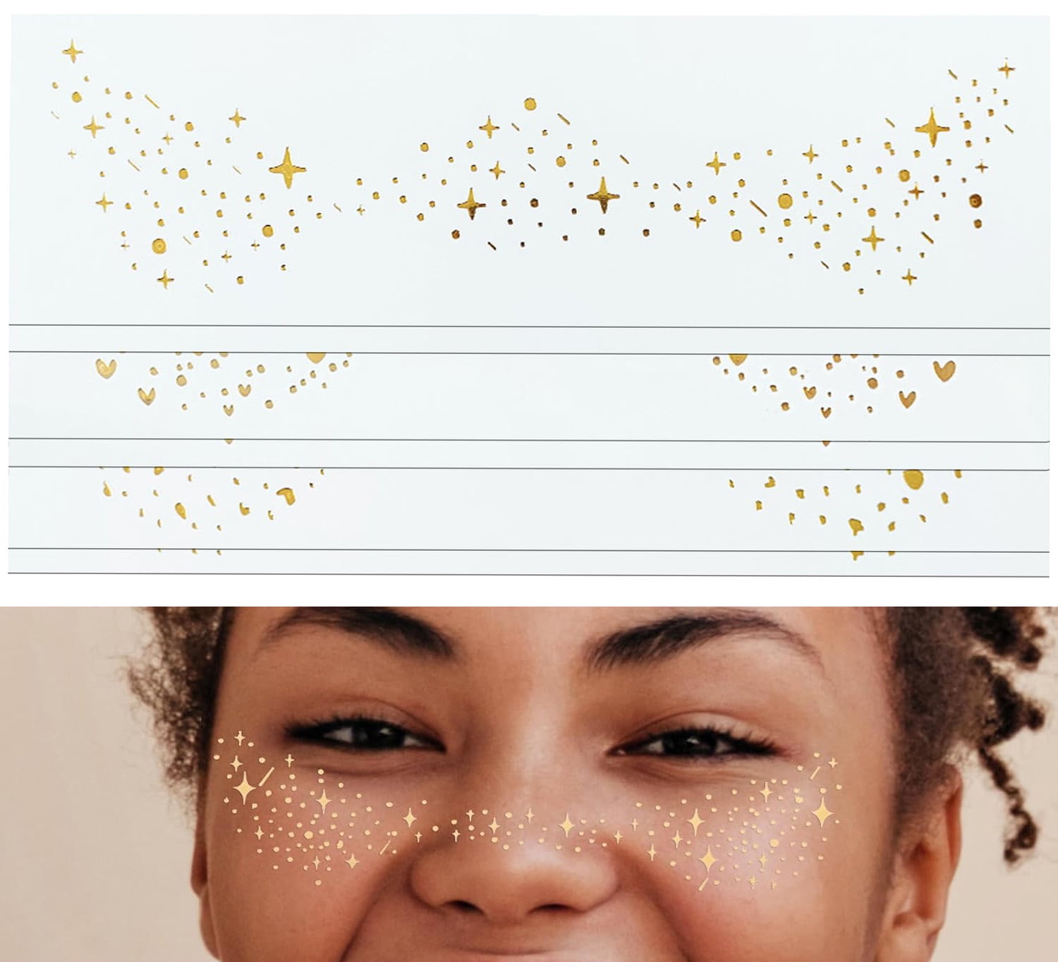 Gold Glitter Makeup Patches,Happon 6 Sheets Face Glitter Makeup ...