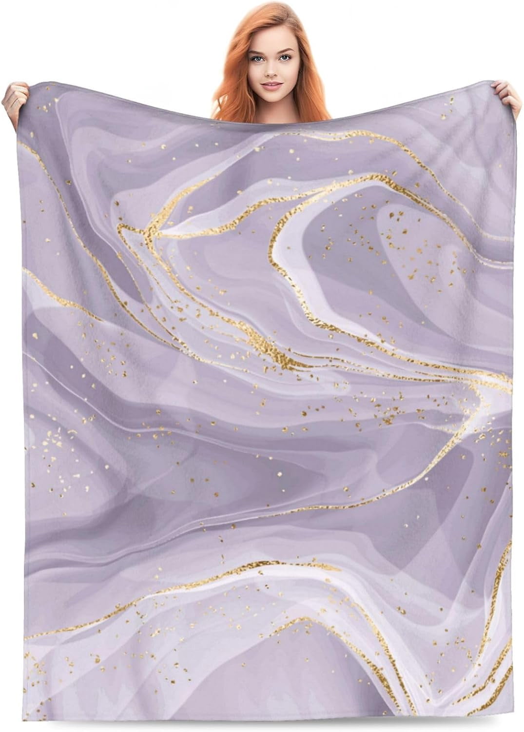 Gold Glitter Marble Blanket Throw Blanket Soft Fuzzy Travel Blanket for ...
