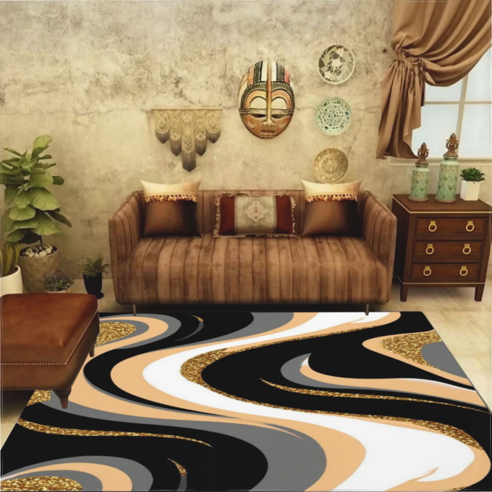 Gold Glitter Marble Swirls Light Luxury Home Carpets Living Room ration ...