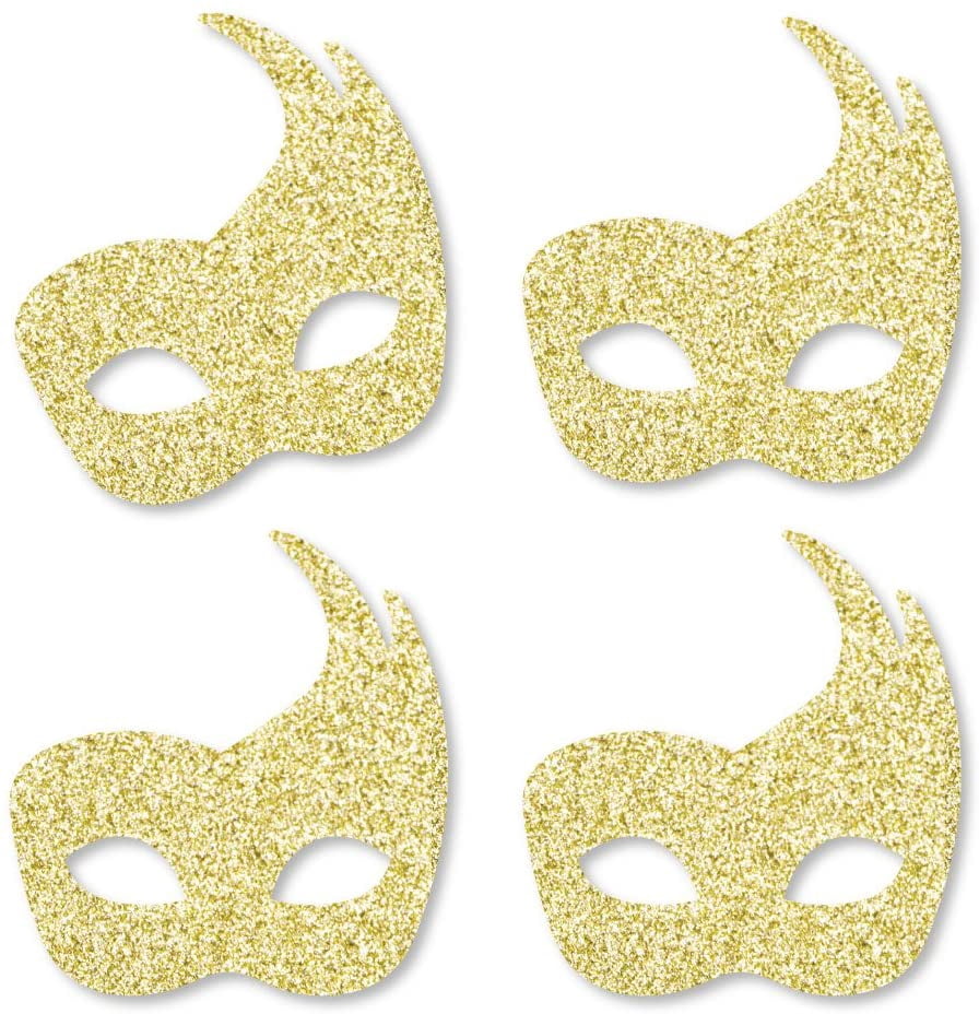 Gold Glitter Masks - No-Mess Real Gold Glitter Cut-Outs - Masquerade ...
