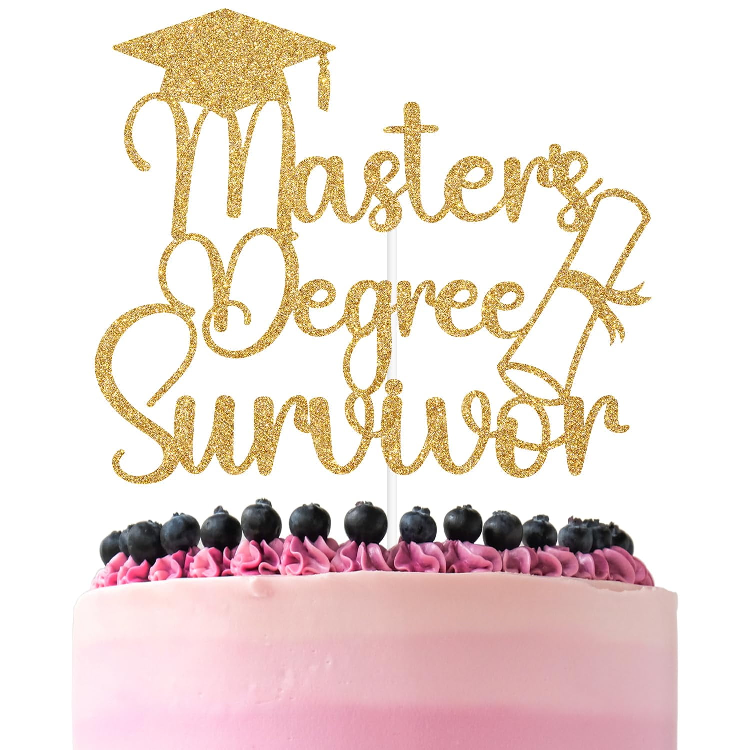 Gold Glitter Master's FEV6 Degree Survivor Cake Topper, Mastered It ...