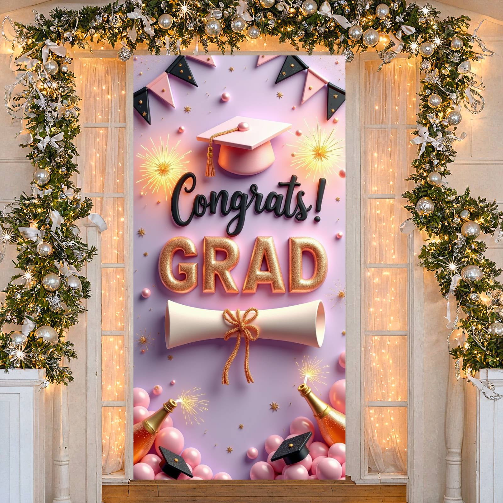 Gold Glitter Mastered It Banner Graduation Cap Graduation Display ...