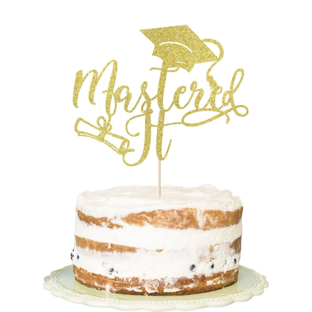 Gold Glitter MasteredITSC It Cake Topper,Happy Master's Degree/You Did ...