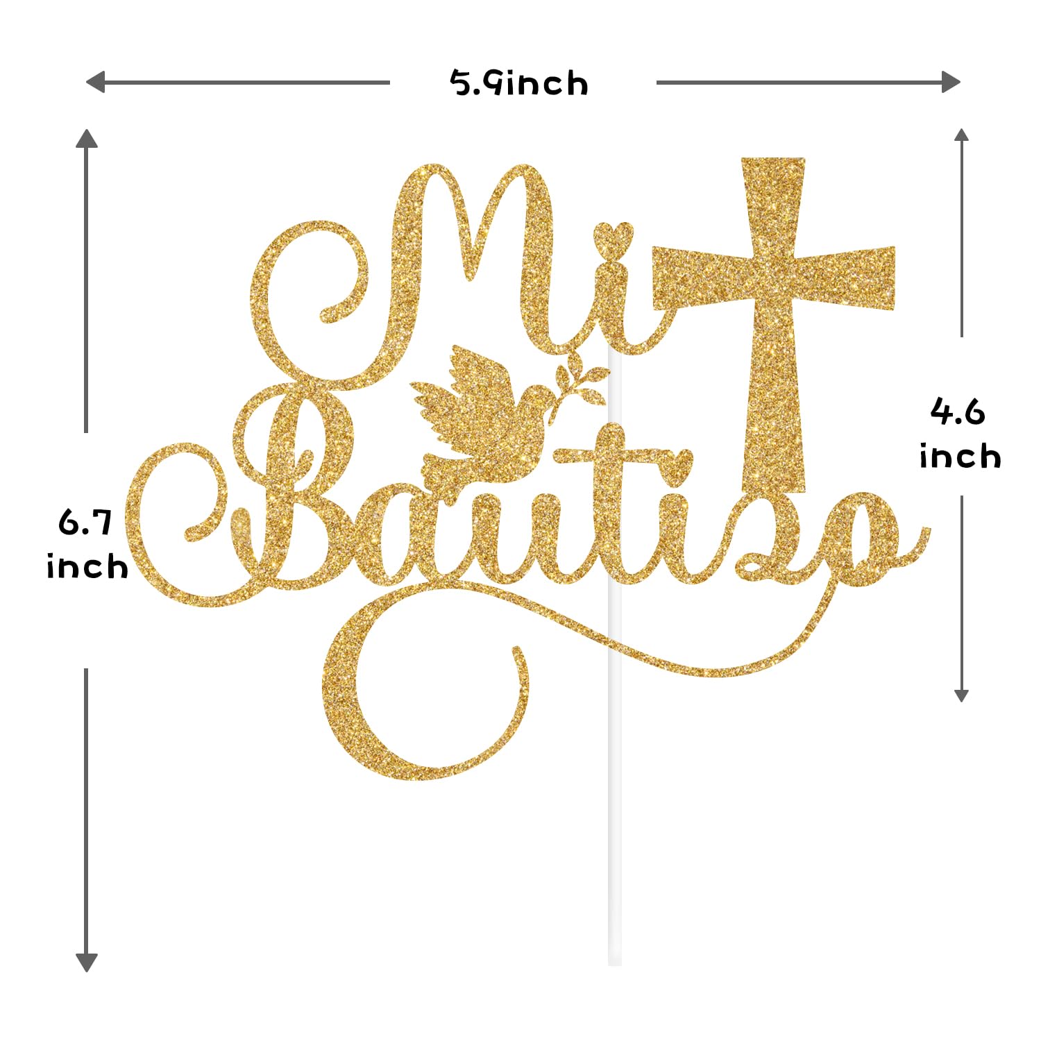 Gold Glitter Mi AJH3 Bautizo Cake Topper, Mi Confirmacion/First Holy ...